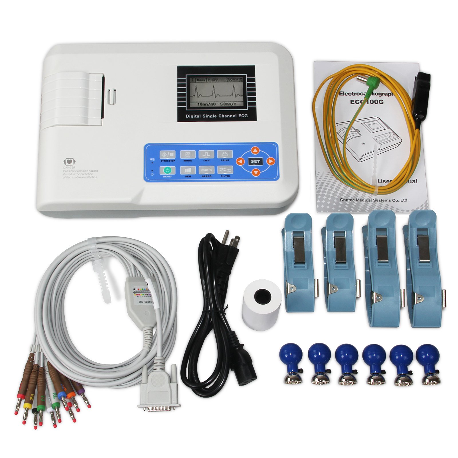 CONTEC Digital 1 Channel 12 Lead ECG Machine EKG Electrocardiograph ...